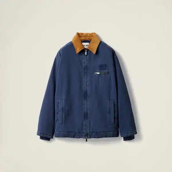 ジャケット・アウター MFSC SURPLUS COTTON INDIGO GABARDINE JKT Miu Miu Gabardine Trucker Jacket - Indigo Blue | Editorialist